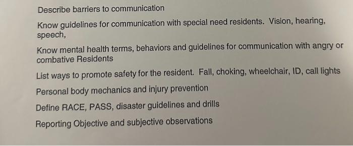 Solved Describe barriers to communication Know guidelines | Chegg.com