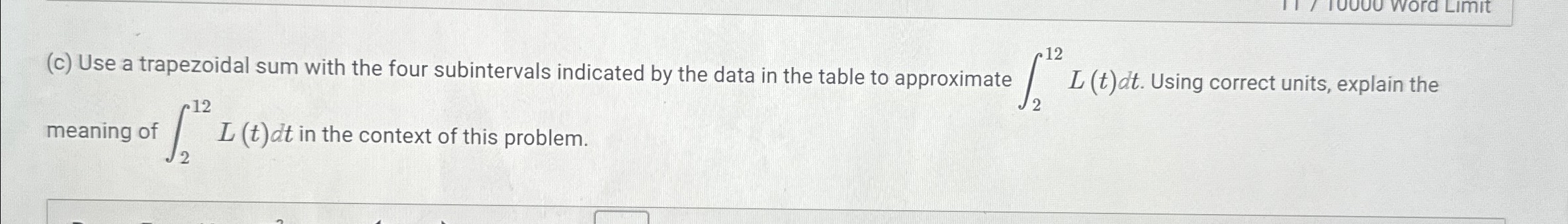 (c) ﻿Use a trapezoidal sum with the four subintervals | Chegg.com