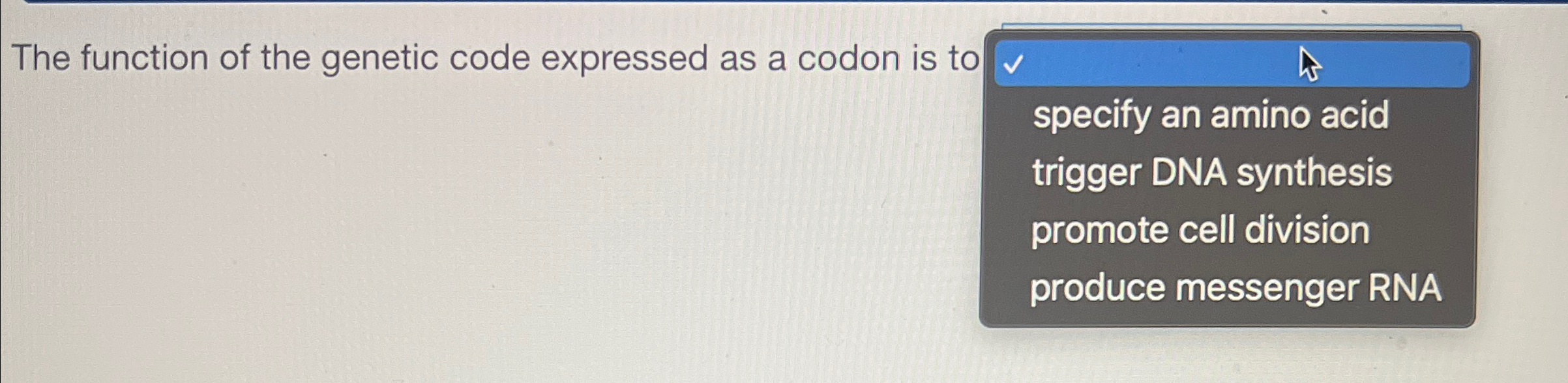 Solved The function of the genetic code expressed as a codon | Chegg.com