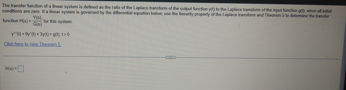 Solved The transfer function of a linear system is defined | Chegg.com