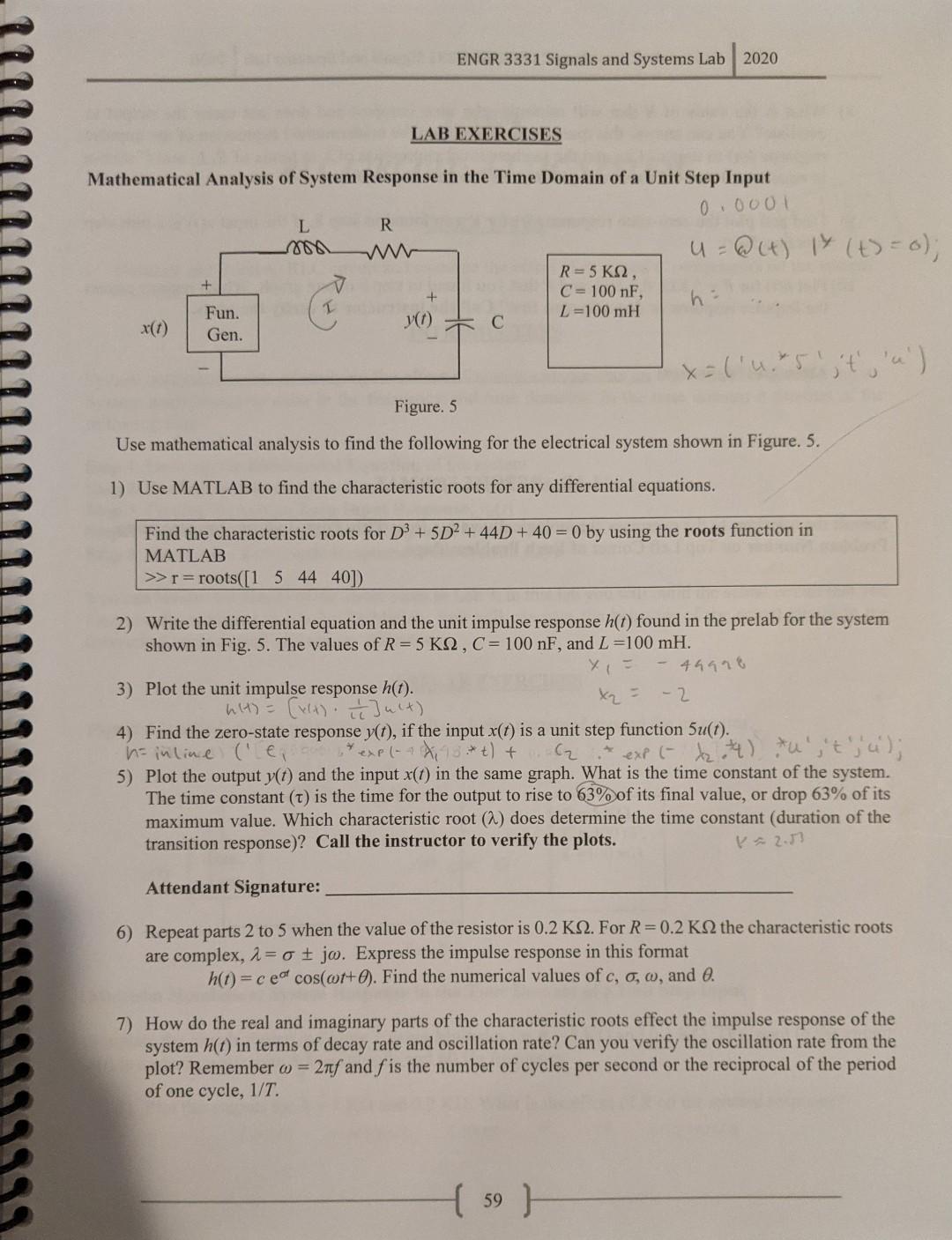 Solved ENGR 3331 Signals and Systems Lab 2020 LAB EXERCISES | Chegg.com