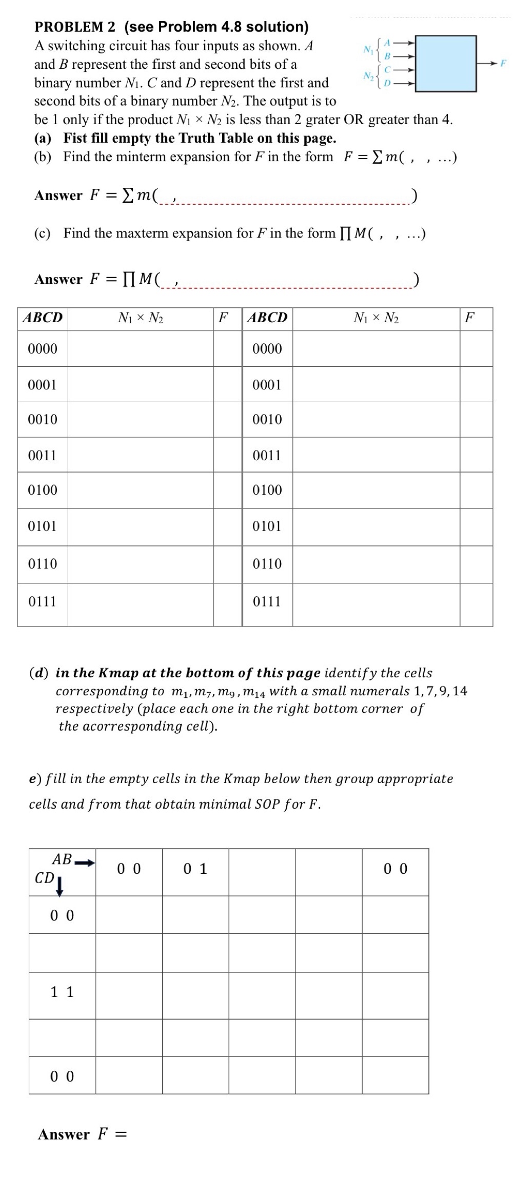 Solved PROBLEM 2 (see Problem 4.8 ﻿solution)A switching | Chegg.com