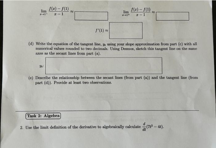 Solved Task 1: Desmos (Secant Relationship with Tangent) 1. | Chegg.com