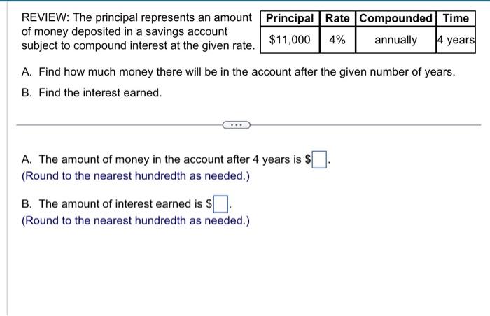 Solved REVIEW: The principal represents an amount of money | Chegg.com