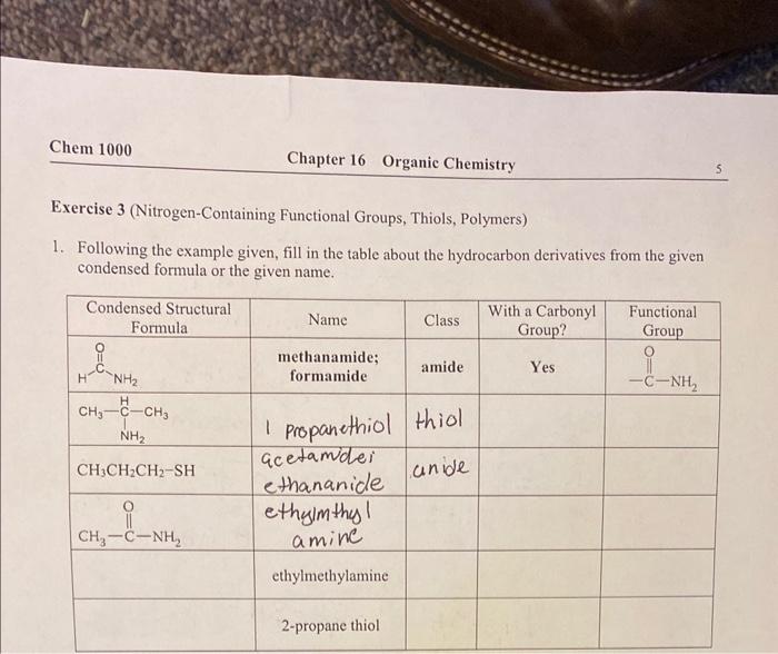 Solved Exercise 3 Nitrogen Containing Functional Groups