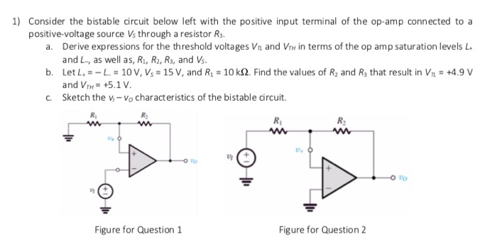 Solved 1) Consider the bistable circuit below left with the | Chegg.com