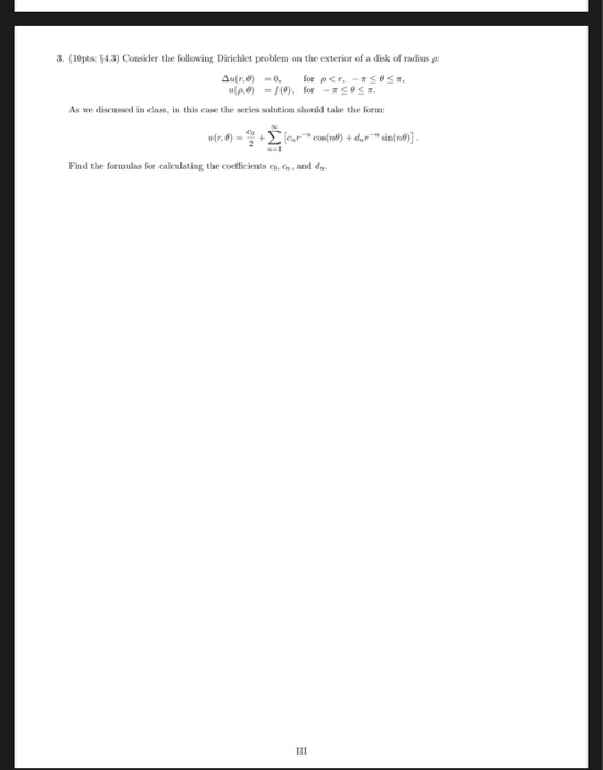 Solved 3. 10pts: $43) Consider the following Dirichlet | Chegg.com