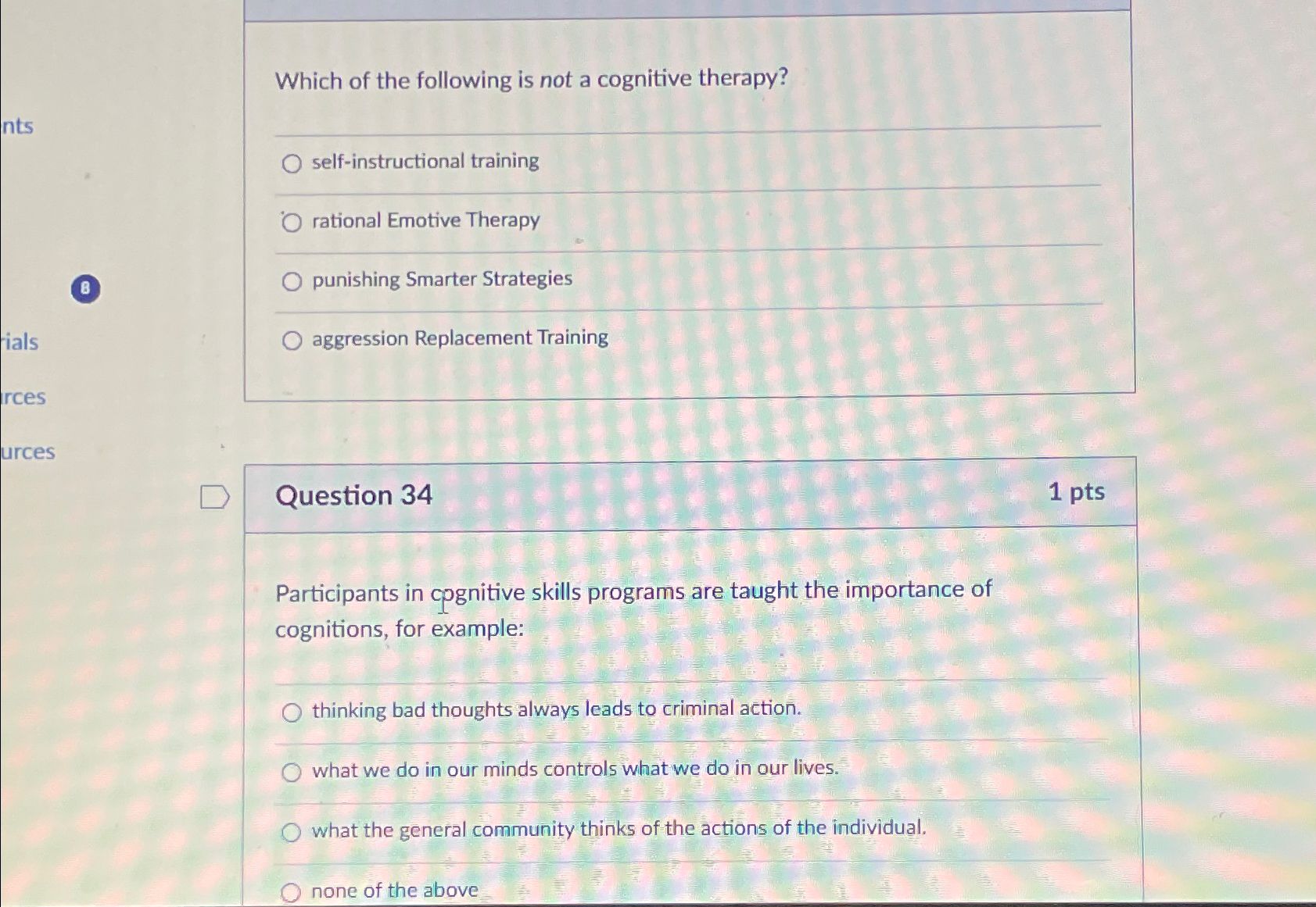 Solved Which of the following is not a cognitive | Chegg.com