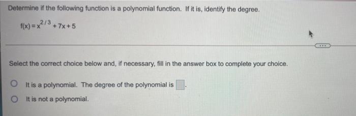 Solved Determine if the following function is a polynomial | Chegg.com