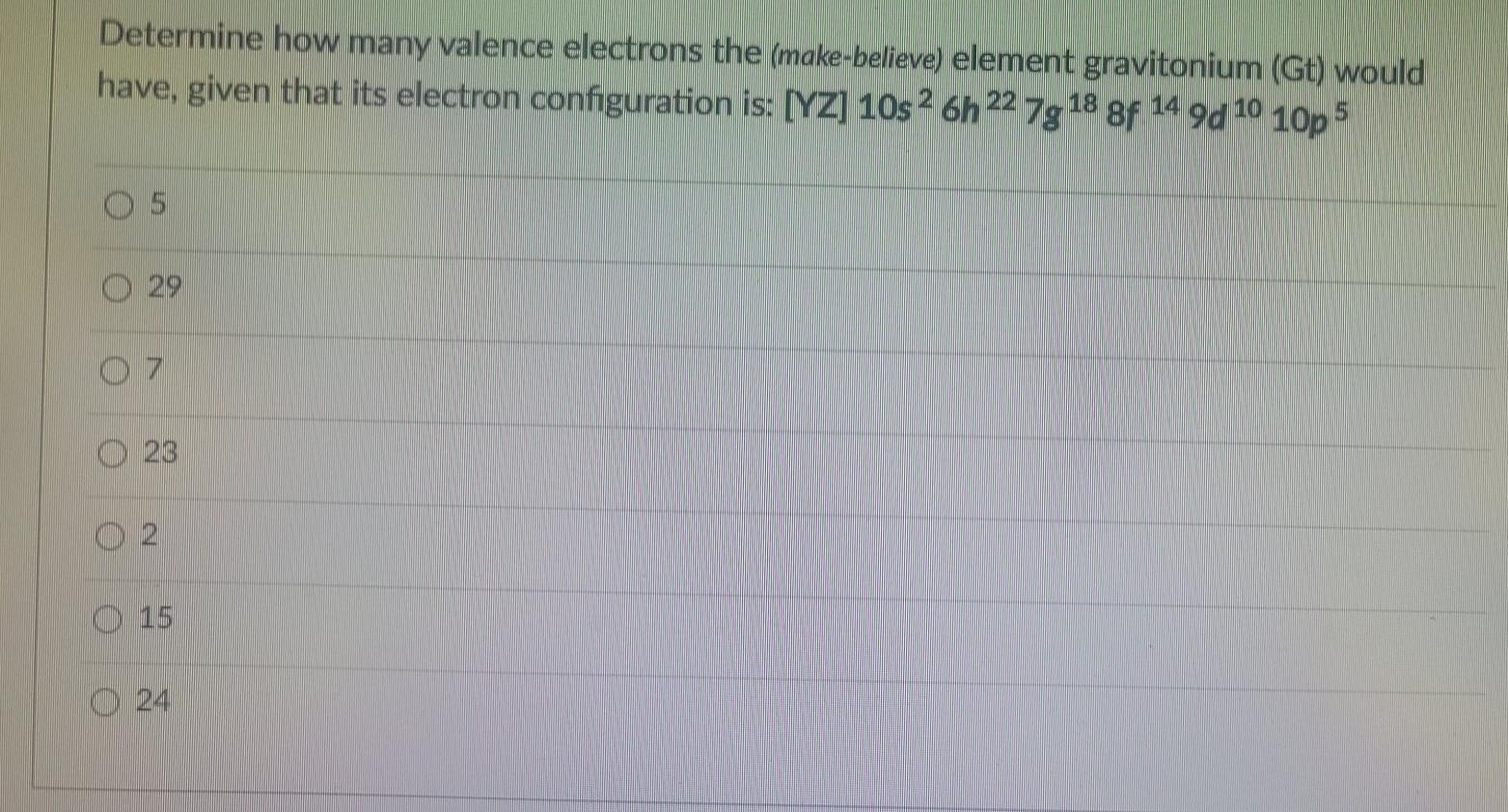 Solved Determine how many valence electrons the | Chegg.com