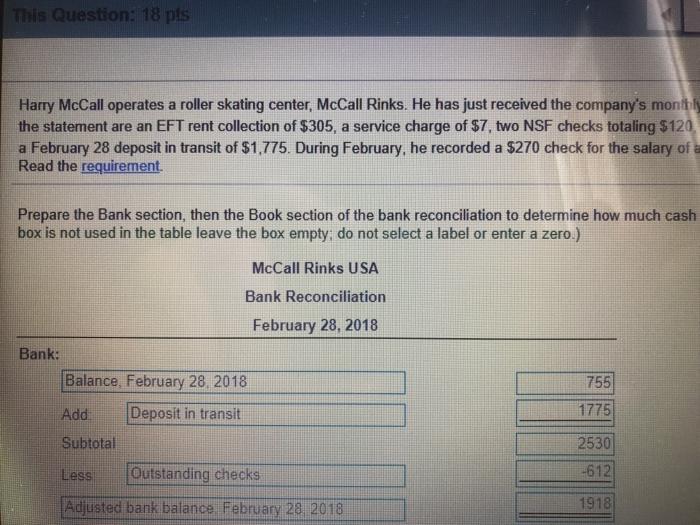 Solved This Question: 18 pts Harry McCall operates a roller | Chegg.com