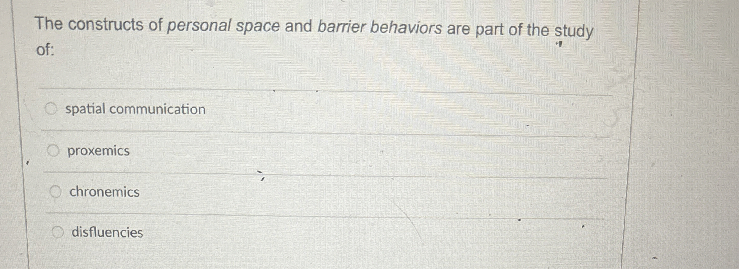 Solved The constructs of personal space and barrier | Chegg.com