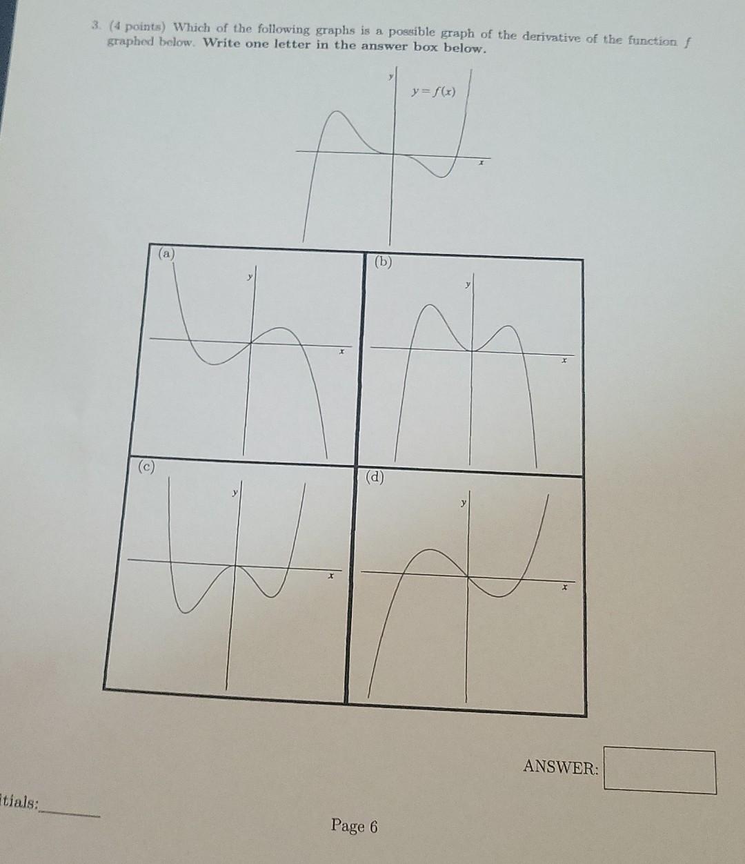 Solved 3. (4 points) Which of the following graphs is a | Chegg.com