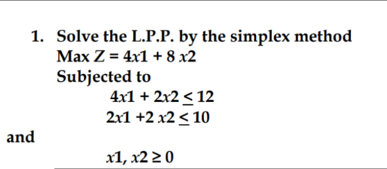 Solved Solve the L.P.P. ﻿by the simplex method Max | Chegg.com