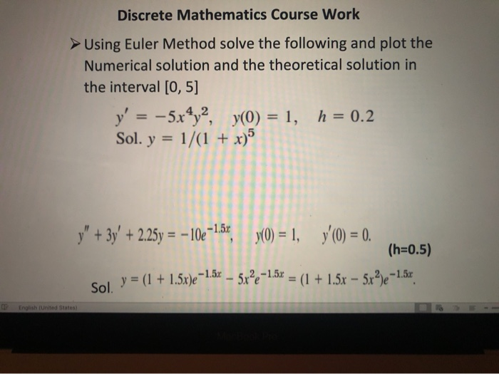 Solved Discrete Mathematics Course Work > Using Euler Method | Chegg.com