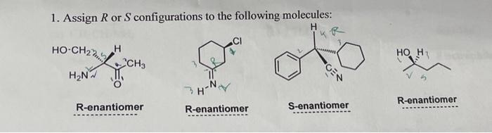 Solved 1. Assign R or S configurations to the following | Chegg.com