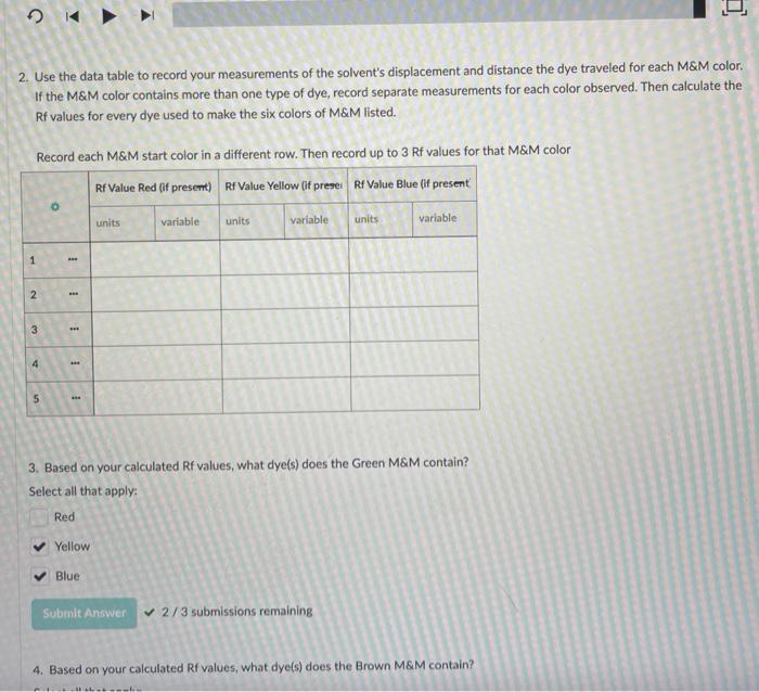 Part 2 - Separating a Mixture of Food Dyes In Part 2, | Chegg.com