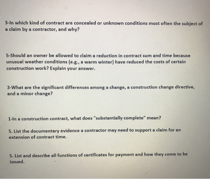 3-In which kind of contract are concealed or unknown | Chegg.com