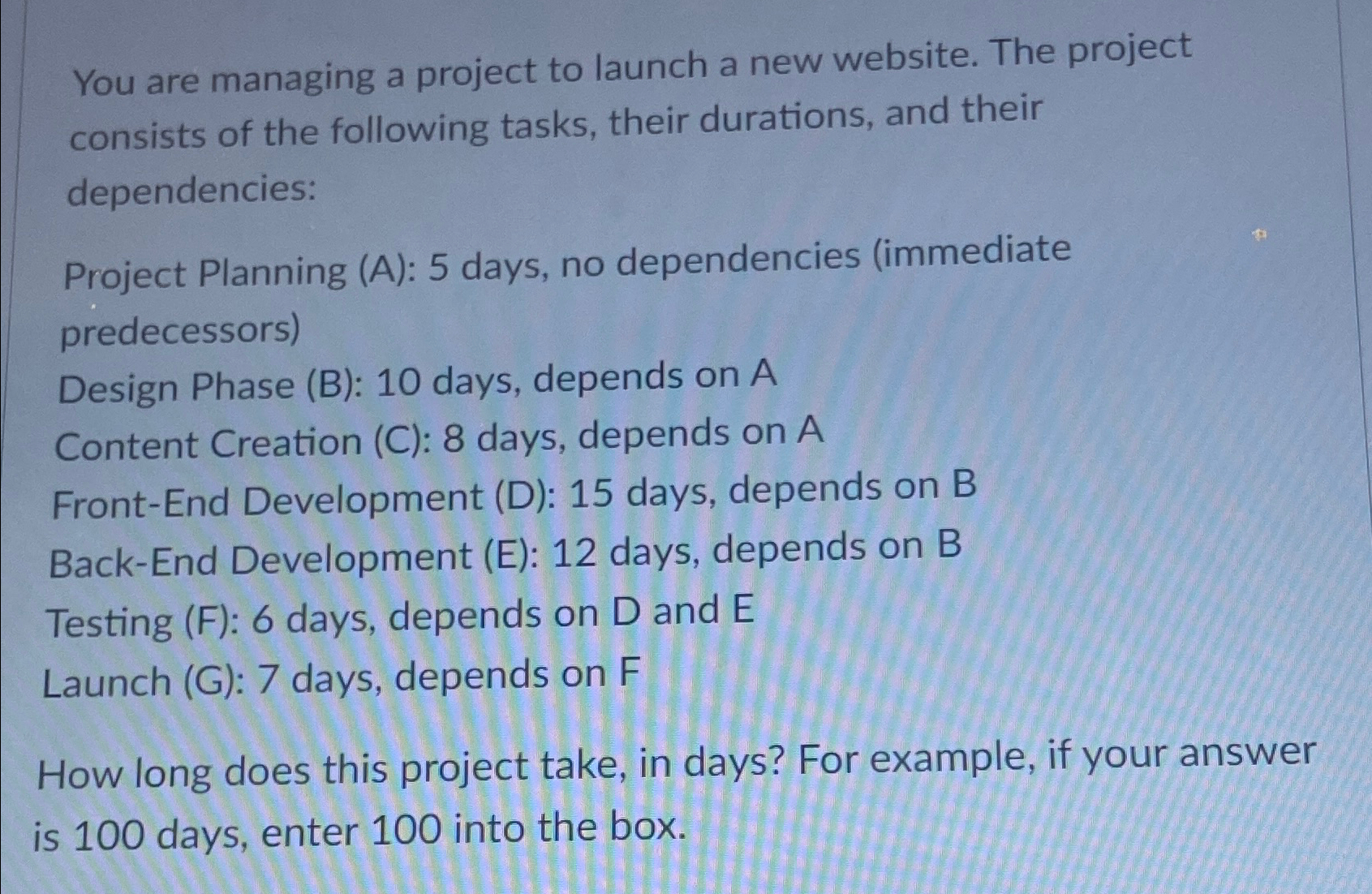 Solved You are managing a project to launch a new website. | Chegg.com