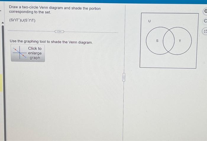 Draw a two-circle Venn diagram and shade the portion | Chegg.com