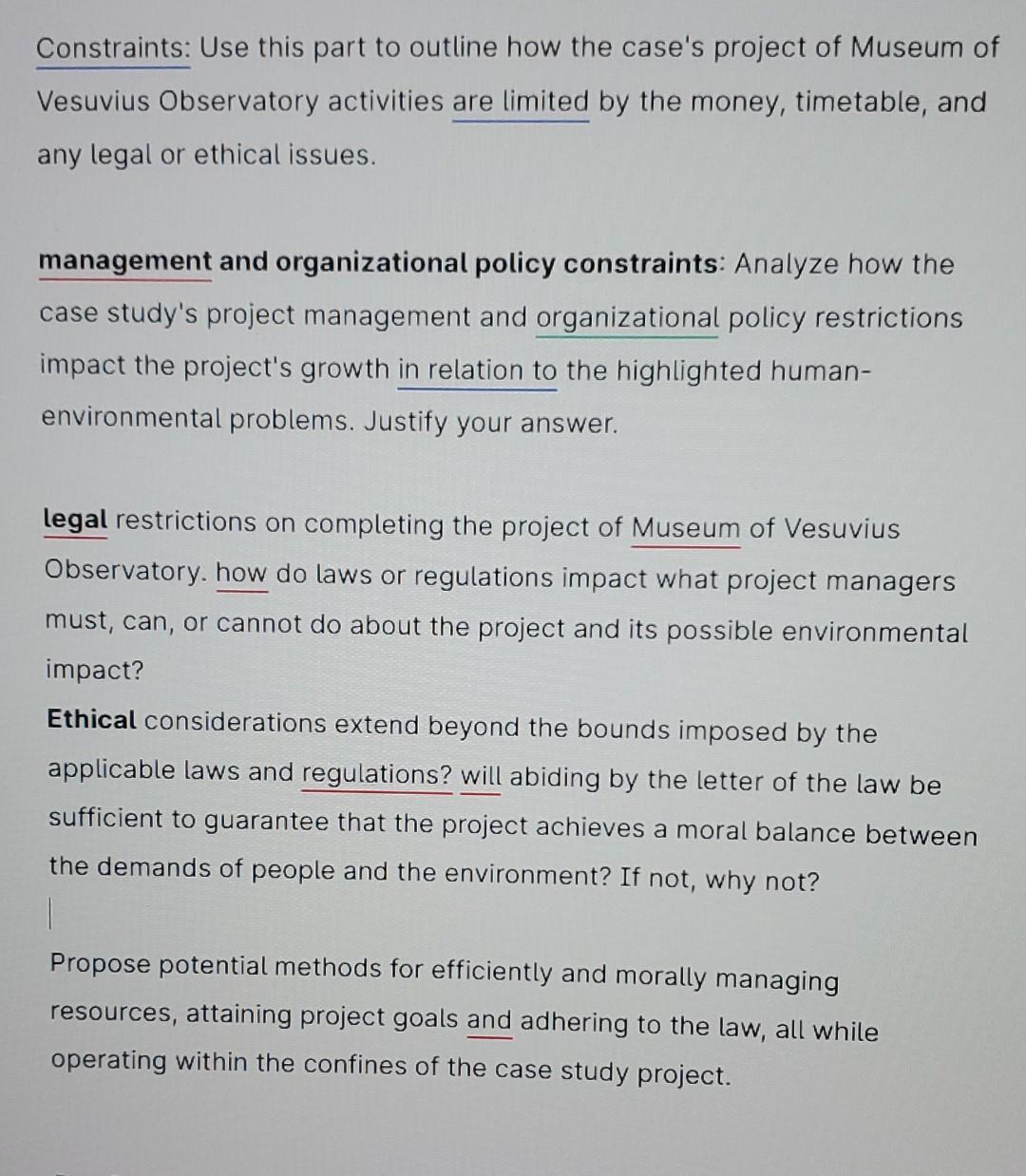 Solved Constraints: Use this part to outline how the case's | Chegg.com