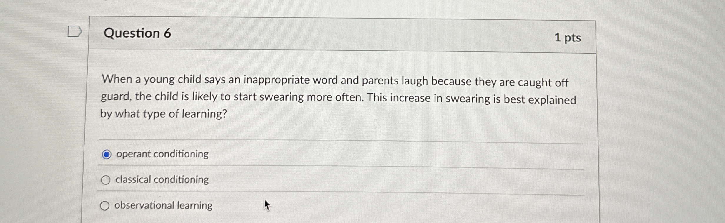 Solved Question 61 ﻿ptsWhen a young child says an | Chegg.com