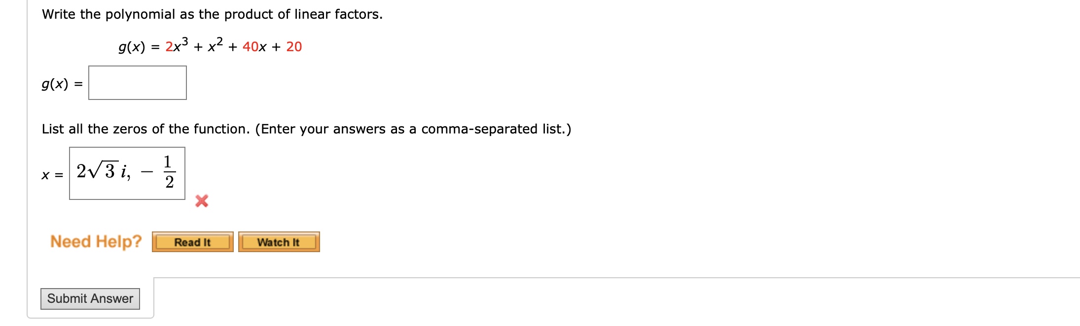 Solved Write the polynomial as the product of linear | Chegg.com