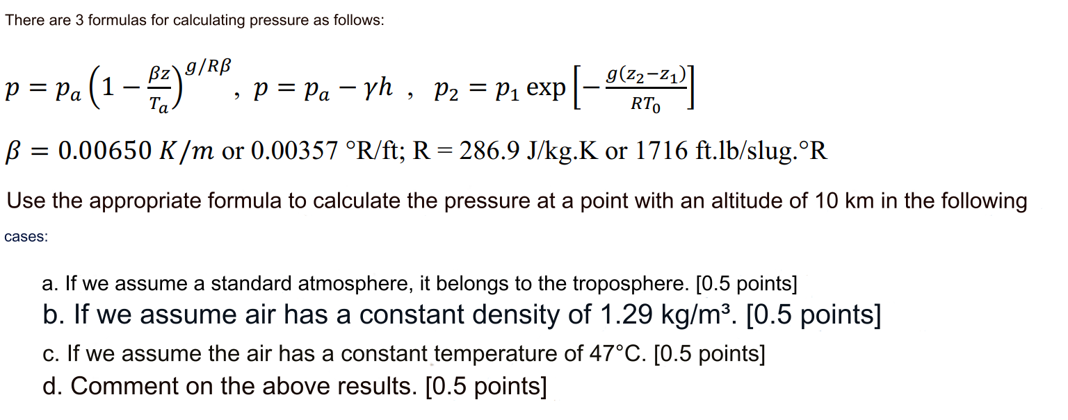 Solved There are 3 ﻿formulas for calculating pressure as | Chegg.com