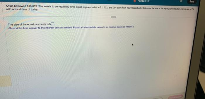 Solved with a focal date of today. The size of the equal | Chegg.com