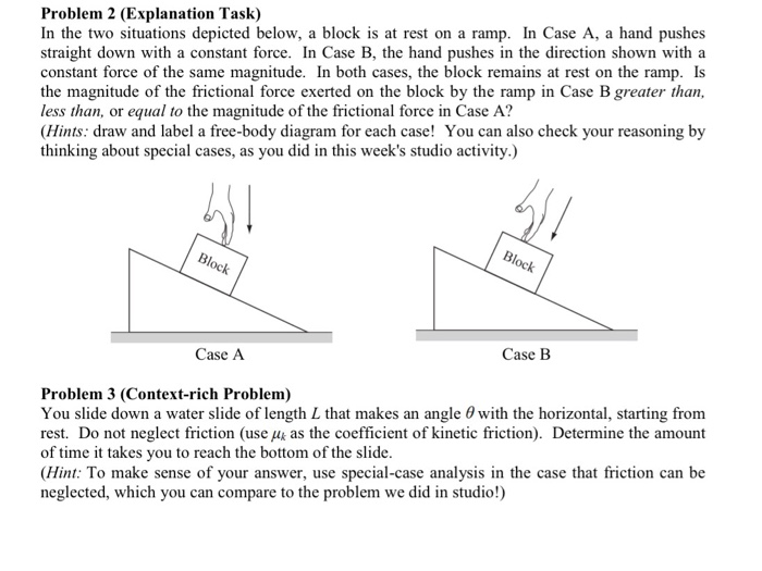 Solved Problem 2 (Explanation Task) In the two situations | Chegg.com