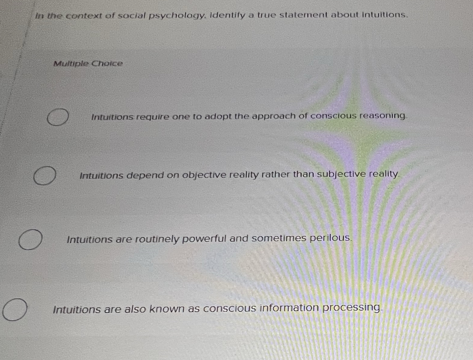 Solved In the context af sacial psycholagy. identify a true | Chegg.com