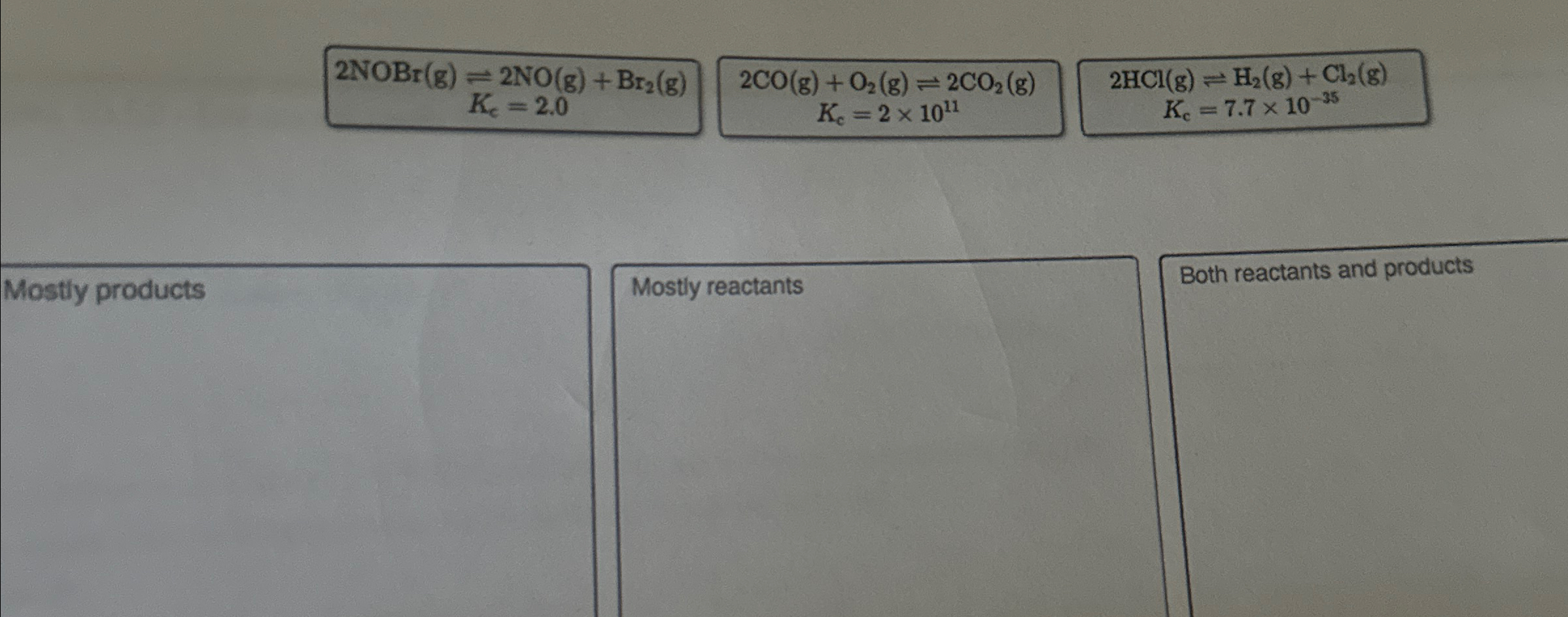 Solved 2CO(g)+O2(g)⇌2CO2(g)Kc=2×10112HCl(g)⇌H2(g)+Cl2(g)Kc=7 | Chegg.com