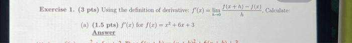 Solved Exercise 1. (3 pts) Using the definition of | Chegg.com