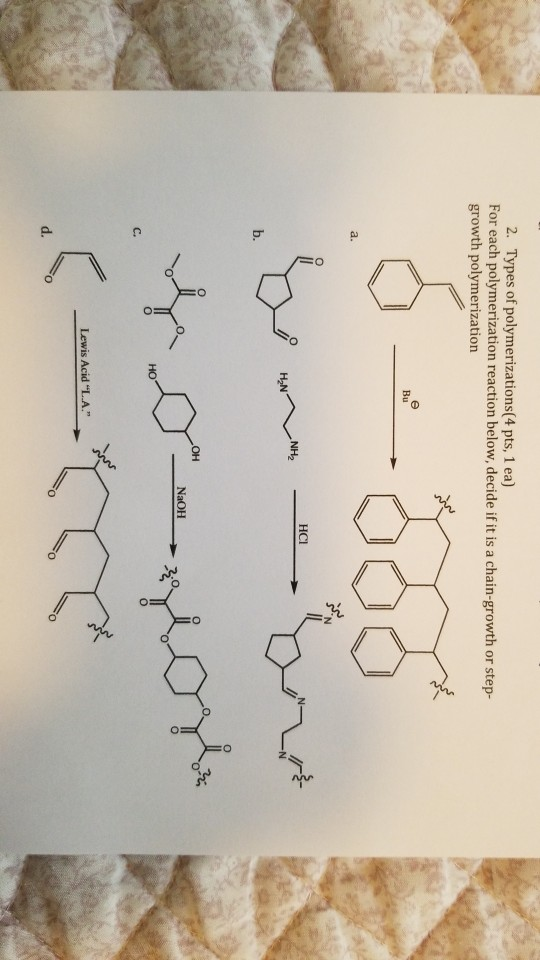 Solved Types of polymerizations For each polymerization | Chegg.com