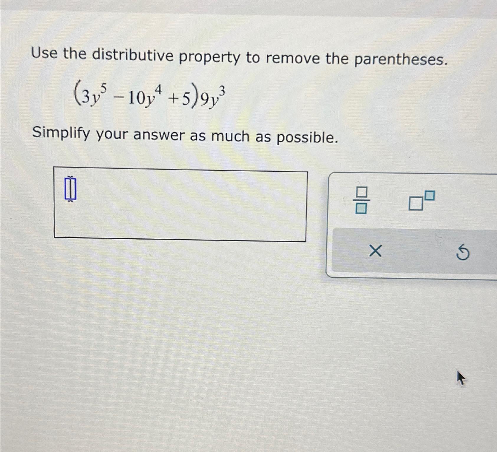 Solved Use the distributive property to remove the | Chegg.com