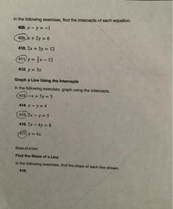 Solved In the following exercises, find the intercepts of | Chegg.com