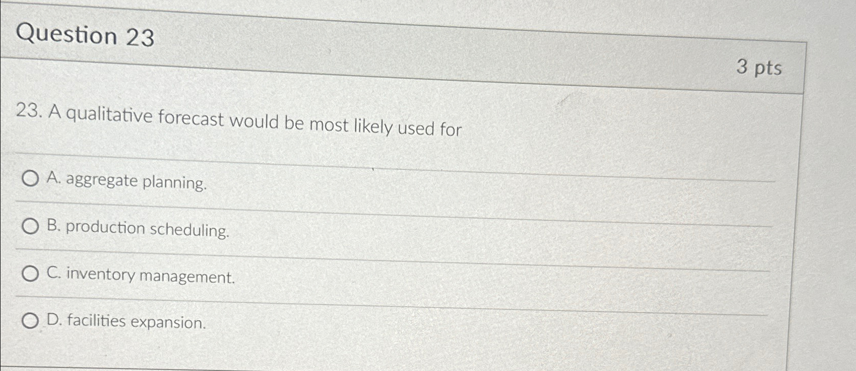 Solved Question 233 ﻿pts23. ﻿A qualitative forecast would be | Chegg.com