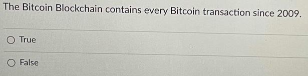 Solved The Bitcoin Blockchain contains every Bitcoin | Chegg.com