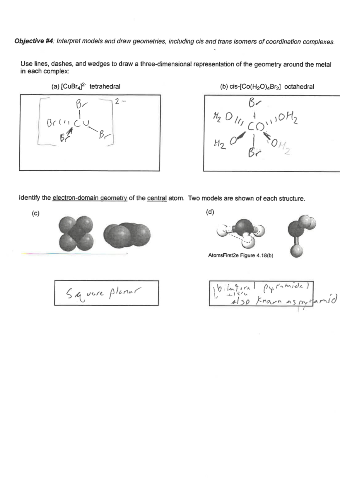 Objective #4: Interpret models and draw geometries, | Chegg.com