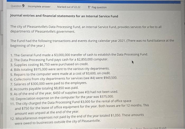 Journal entries and financial statements for an | Chegg.com