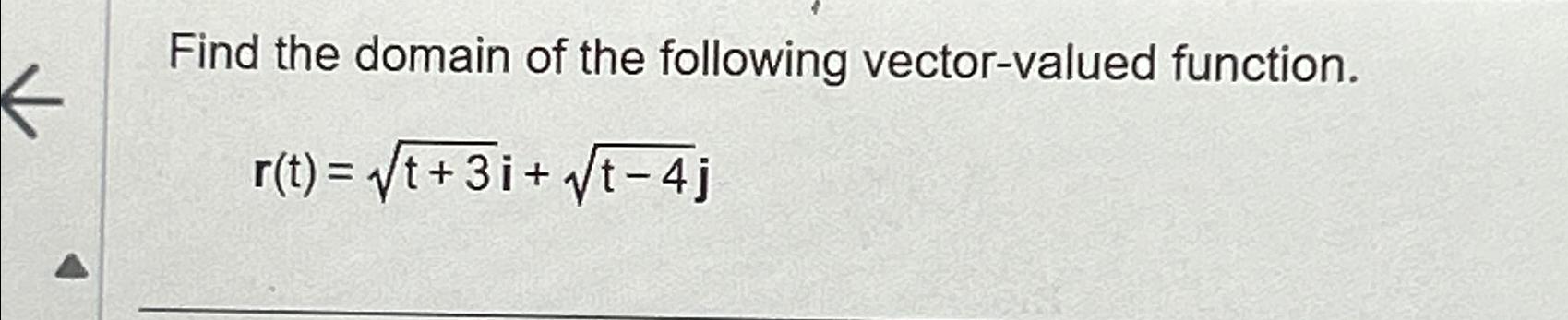 Solved Find the domain of the following vector-valued | Chegg.com