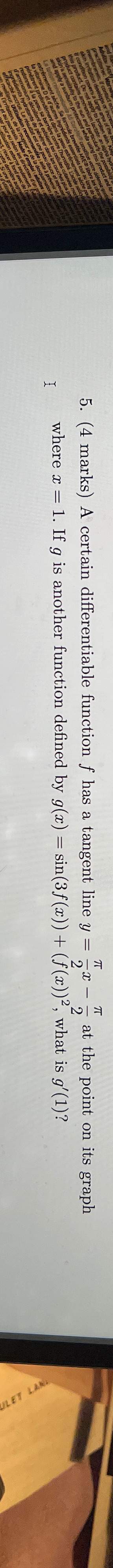 Solved (4 ﻿marks) ﻿A certain differentiable function f ﻿has | Chegg.com
