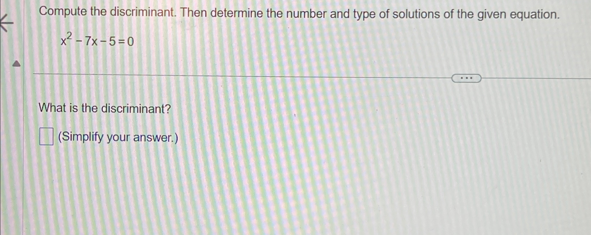 Solved Compute the discriminant. Then determine the number | Chegg.com