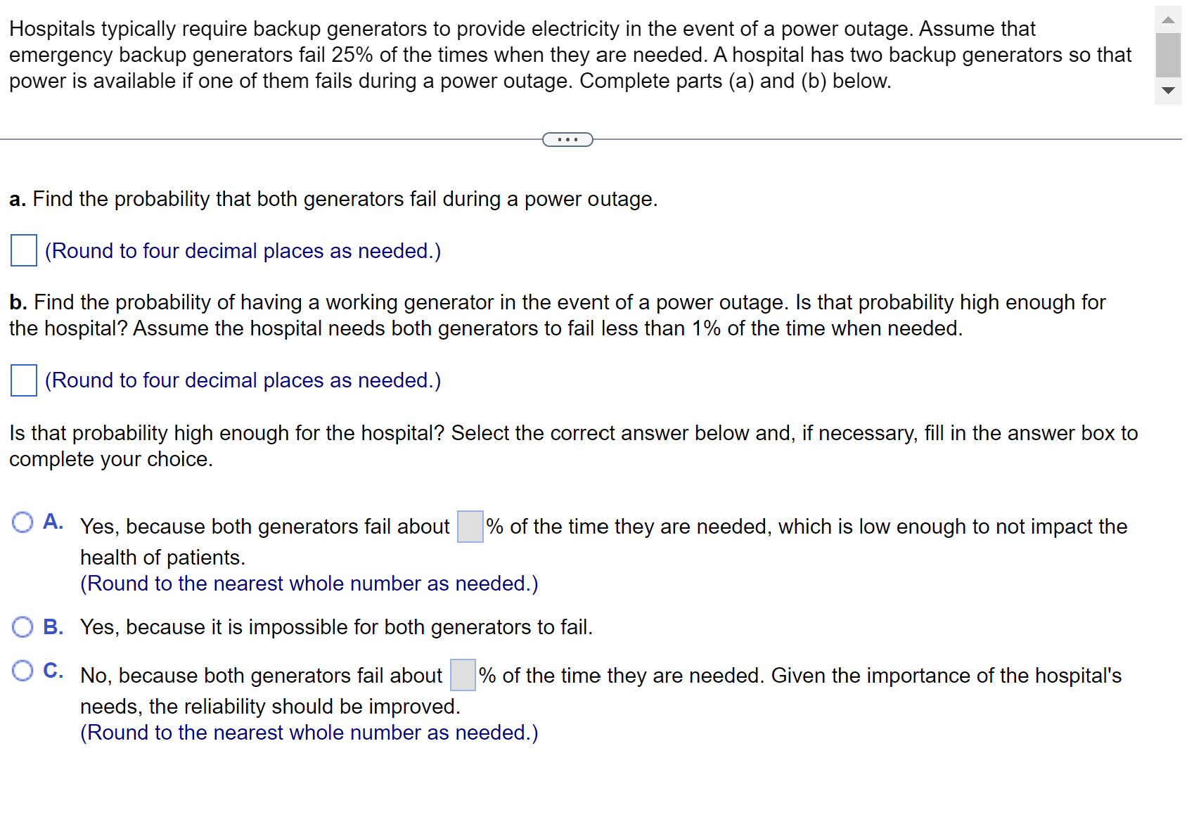 Solved Hospitals typically require backup generators to | Chegg.com