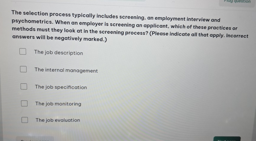 Solved The selection process typically includes screening, | Chegg.com