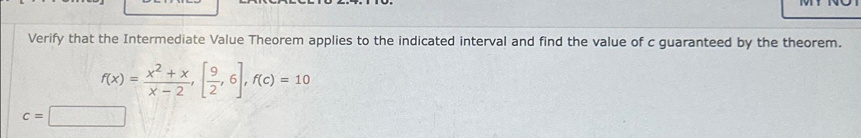 Solved Verify that the Intermediate Value Theorem applies to | Chegg.com