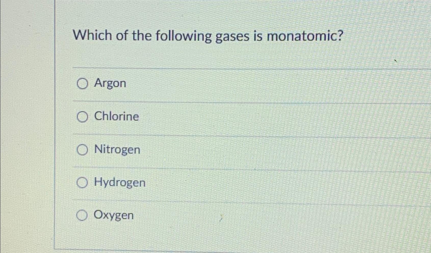Solved Which of the following gases is | Chegg.com