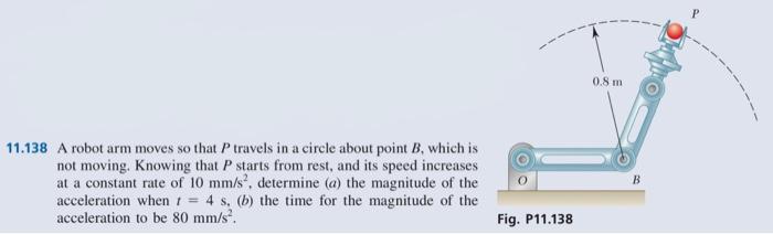 Solved 1.138 A robot arm moves so that P travels in a circle | Chegg.com