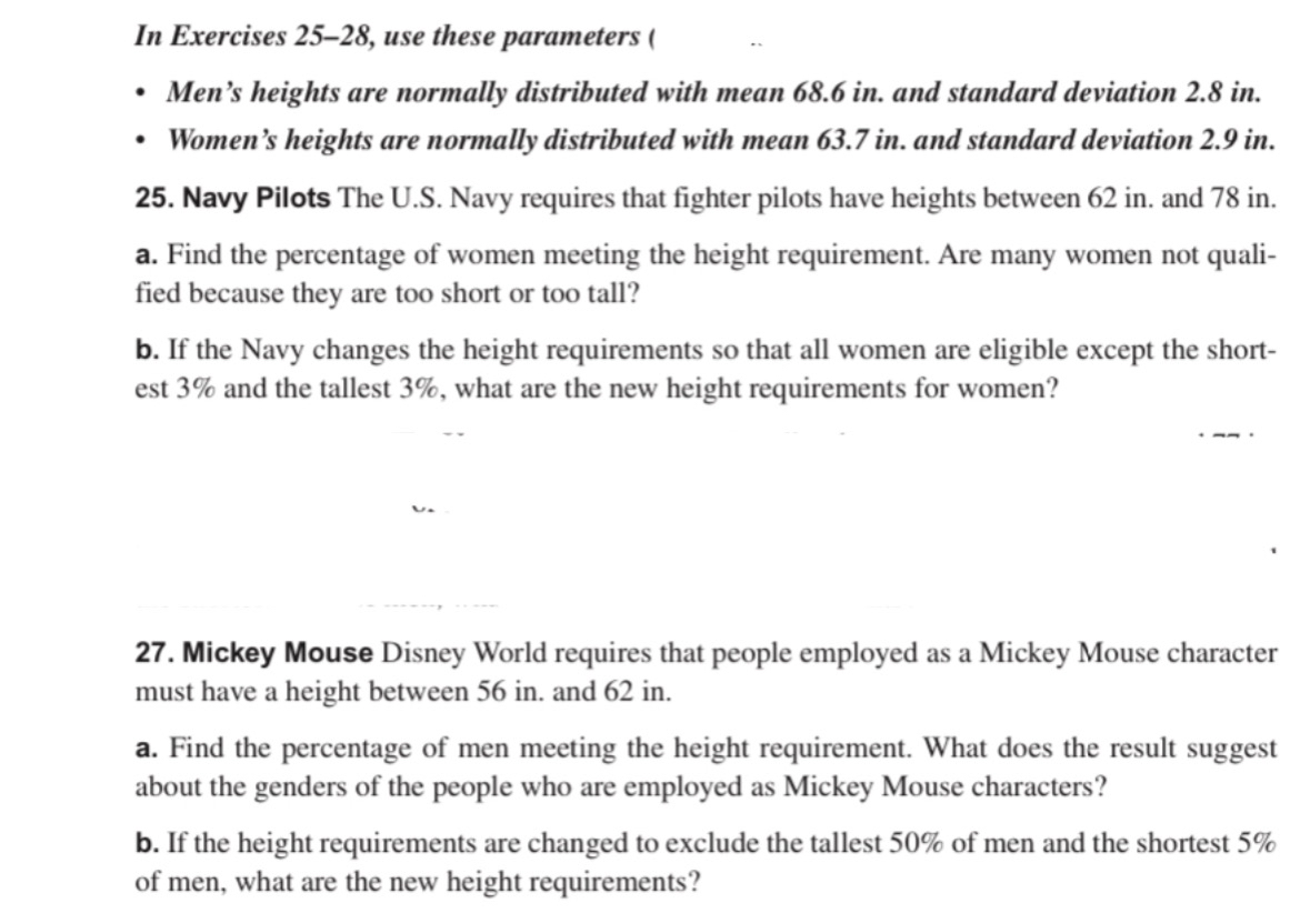 Solved In Exercises 25-28, ﻿use these parameters (Men's | Chegg.com