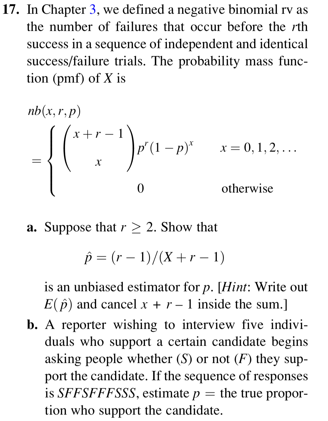 Solved In Chapter 3, ﻿we defined a negative binomial rv as | Chegg.com